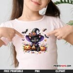 Cute Black Witch Cat Halloween Printable Free